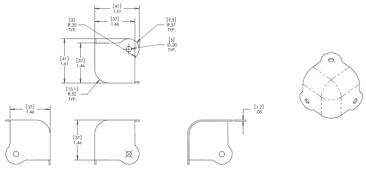 Shop Solo 3-Hole Black Steel Amp Corner - 18 Gauge Online