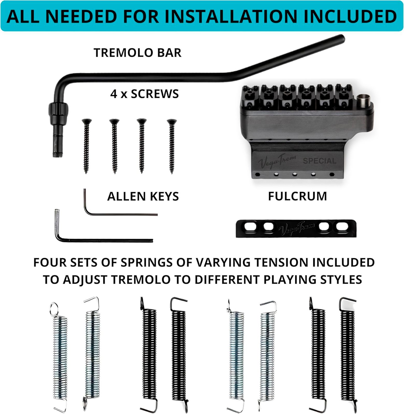 Shop Vega Trem VT1 Special Standard 6 Point System for Strat – Black Online