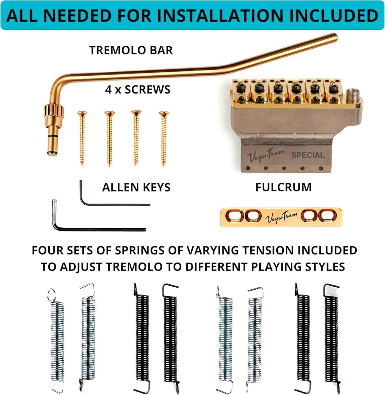 Shop Vega Trem VT1 Special Standard 6 Point System for Strat – Gold Online