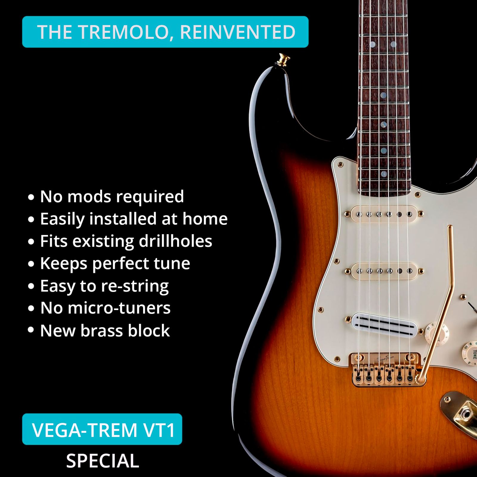 Shop Vega Trem VT1 Special Standard 2 Point System for Strat – Gold Online